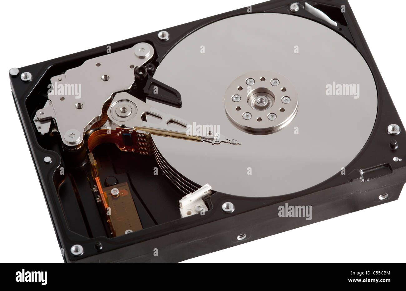 Computer Hard Drive Opened Up on White Background Stock Photo - Alamy