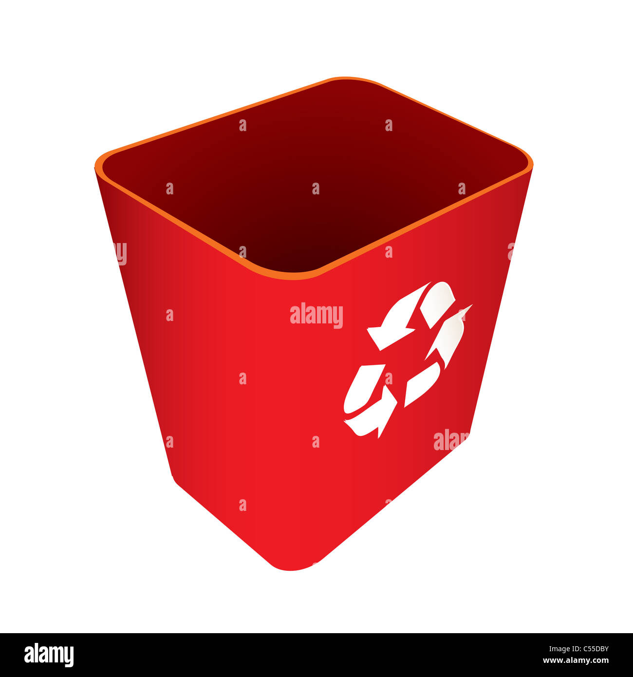 Red Recycle trash can or bin with symbol Stock Photo - Alamy