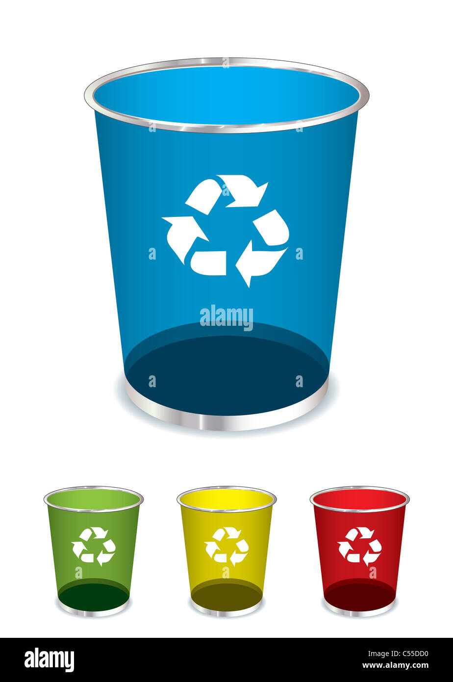 Bright glass recycle trash can icons or symbols Stock Photo - Alamy