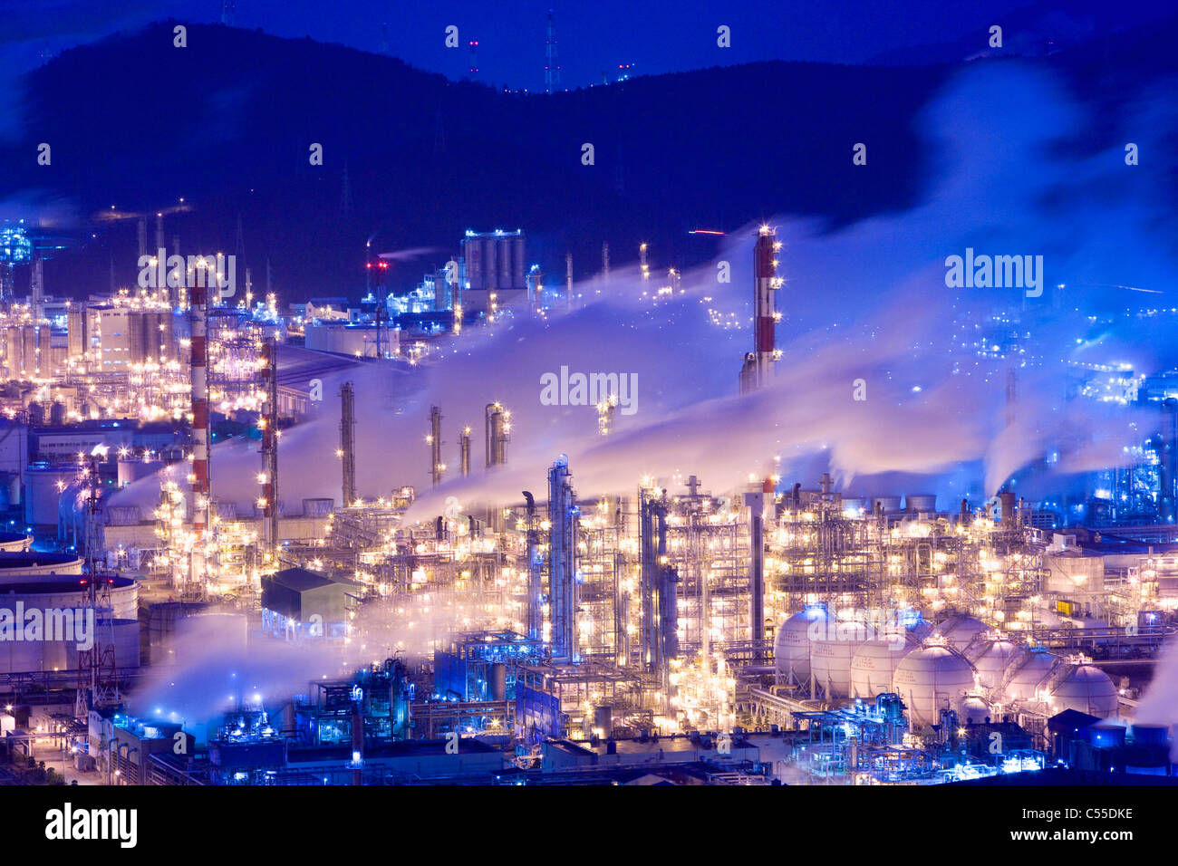 night scenery in industrial complex Stock Photo - Alamy