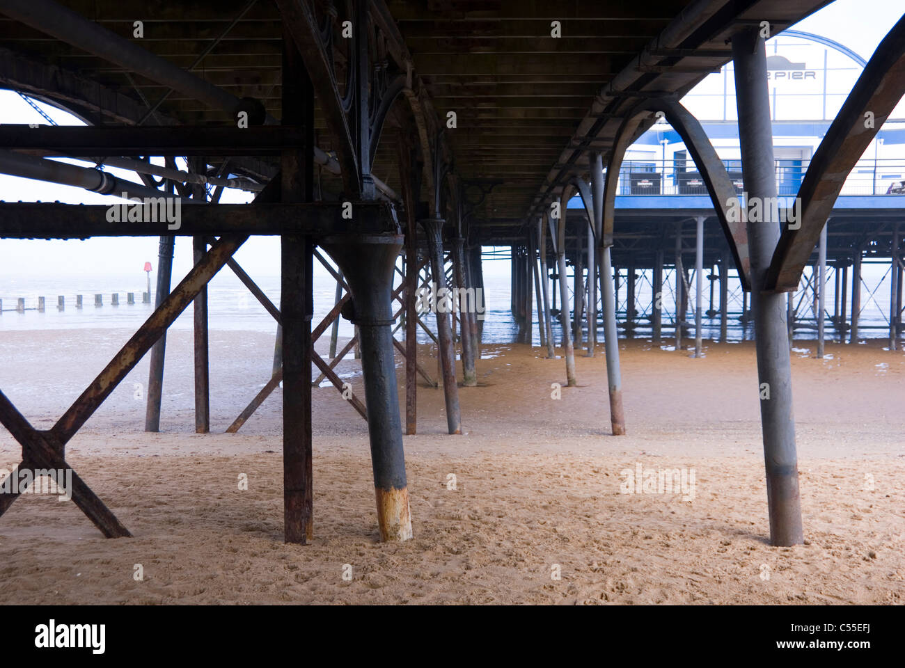 Steel Girders, Legs and Structural Supports Underneath The Pier ...