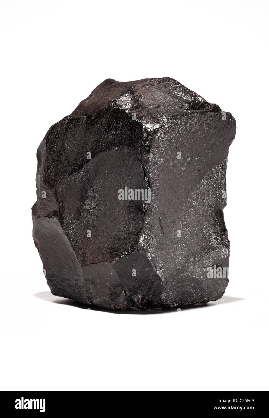 Large chunk of black coal on a white background Stock Photo - Alamy
