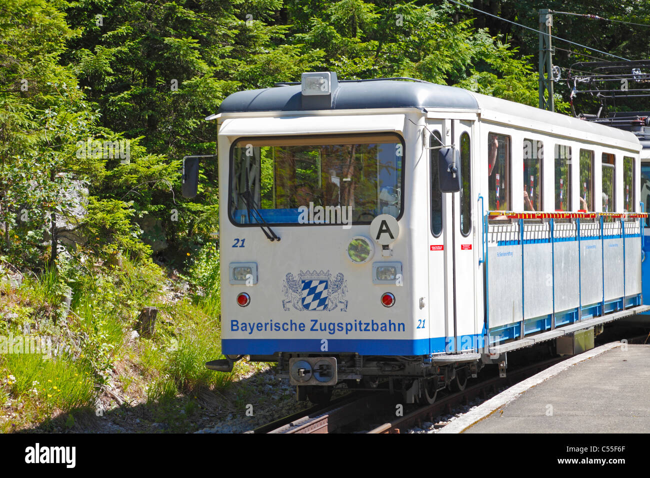 The Bavarian Zugspitze Railway, a rack railway to the Zugspitzplatt ...