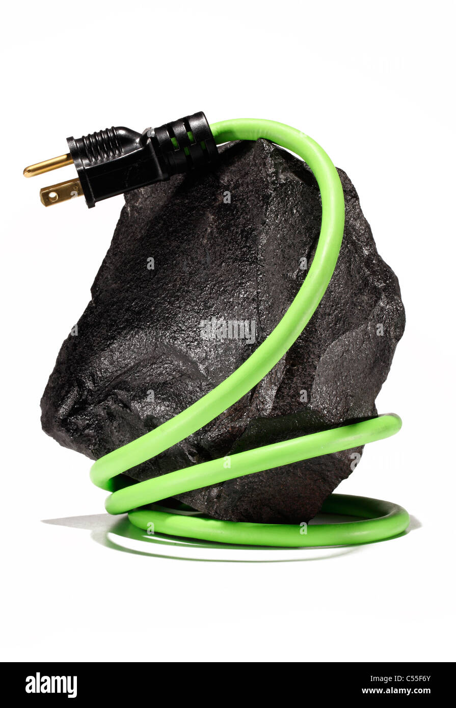 Electrical cord wrapped on a black coal Stock Photo - Alamy