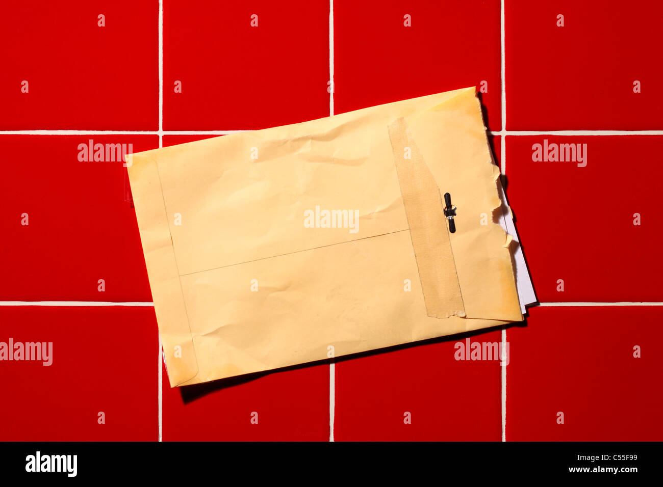 High angle view of a used and opened postage envelope Stock Photo - Alamy