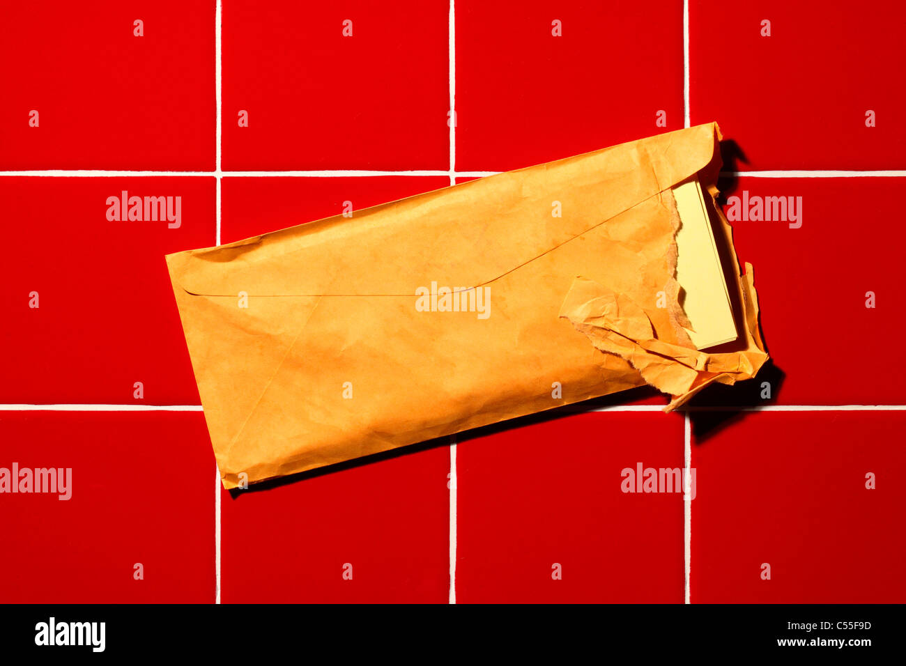 High angle view of a used and opened postage envelope Stock Photo - Alamy