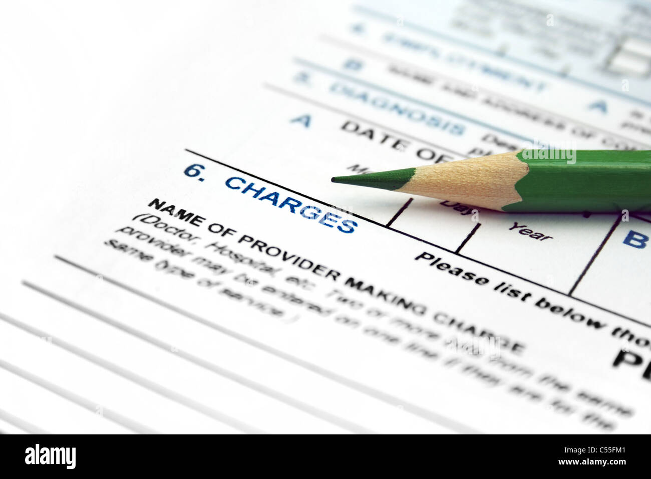 Charges field in fill-in application form Stock Photo - Alamy