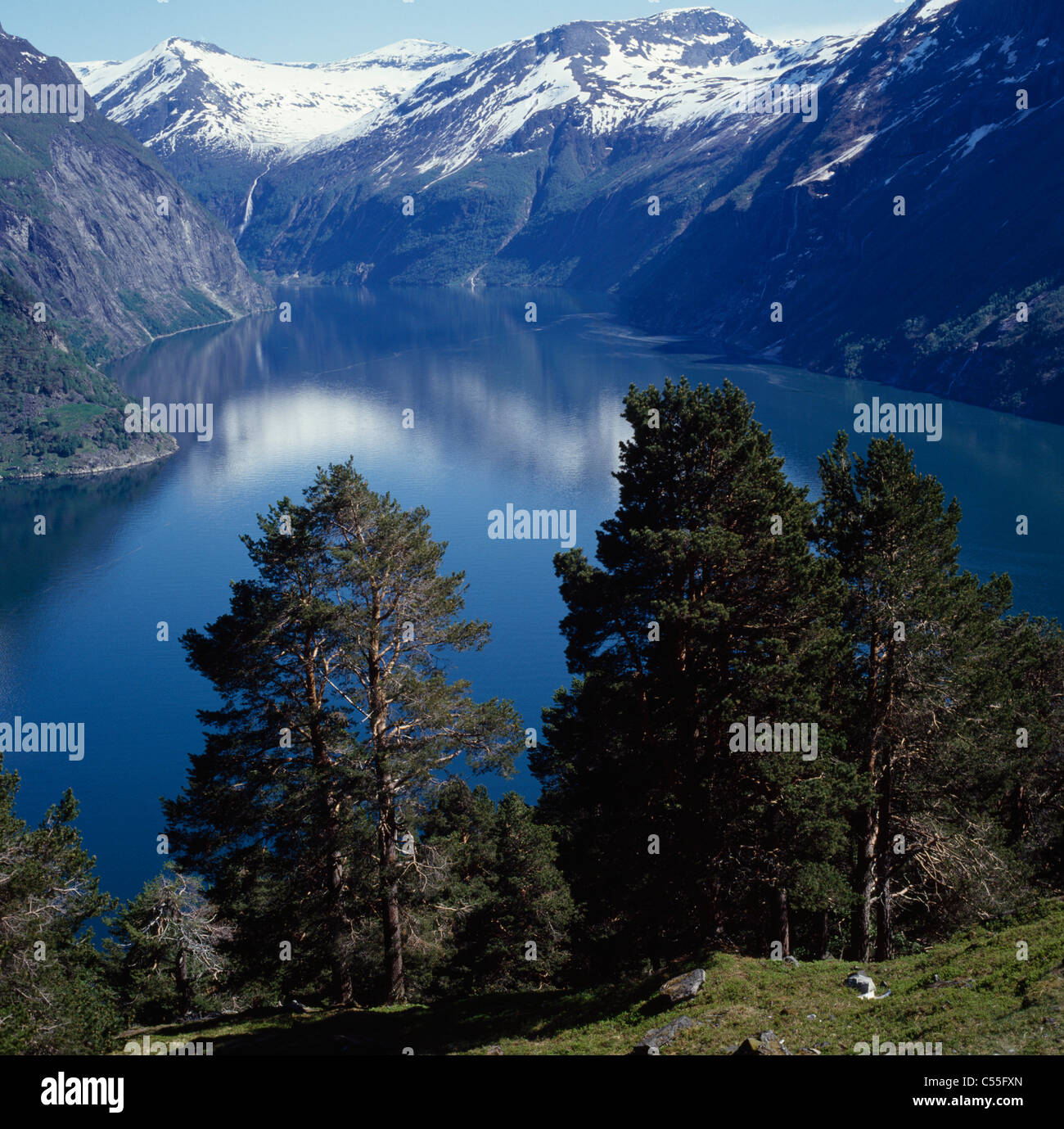 Norway, Scenic view of Geirangerfjord from Eagle Road Stock Photo - Alamy