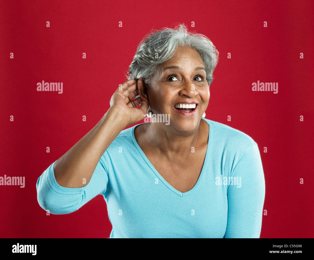 Woman Cupping Her Ear High Resolution Stock Photography and Images - Alamy