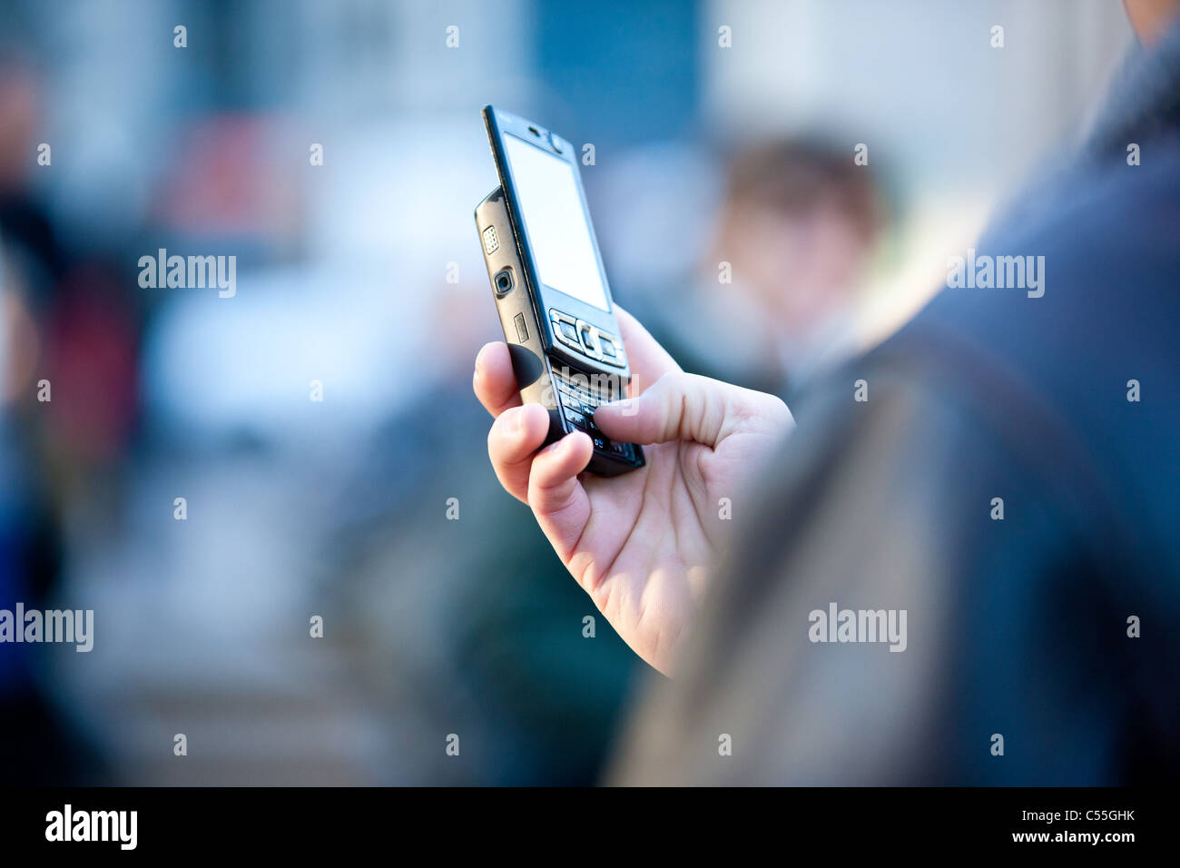 Phone in public hi-res stock photography and images - Alamy