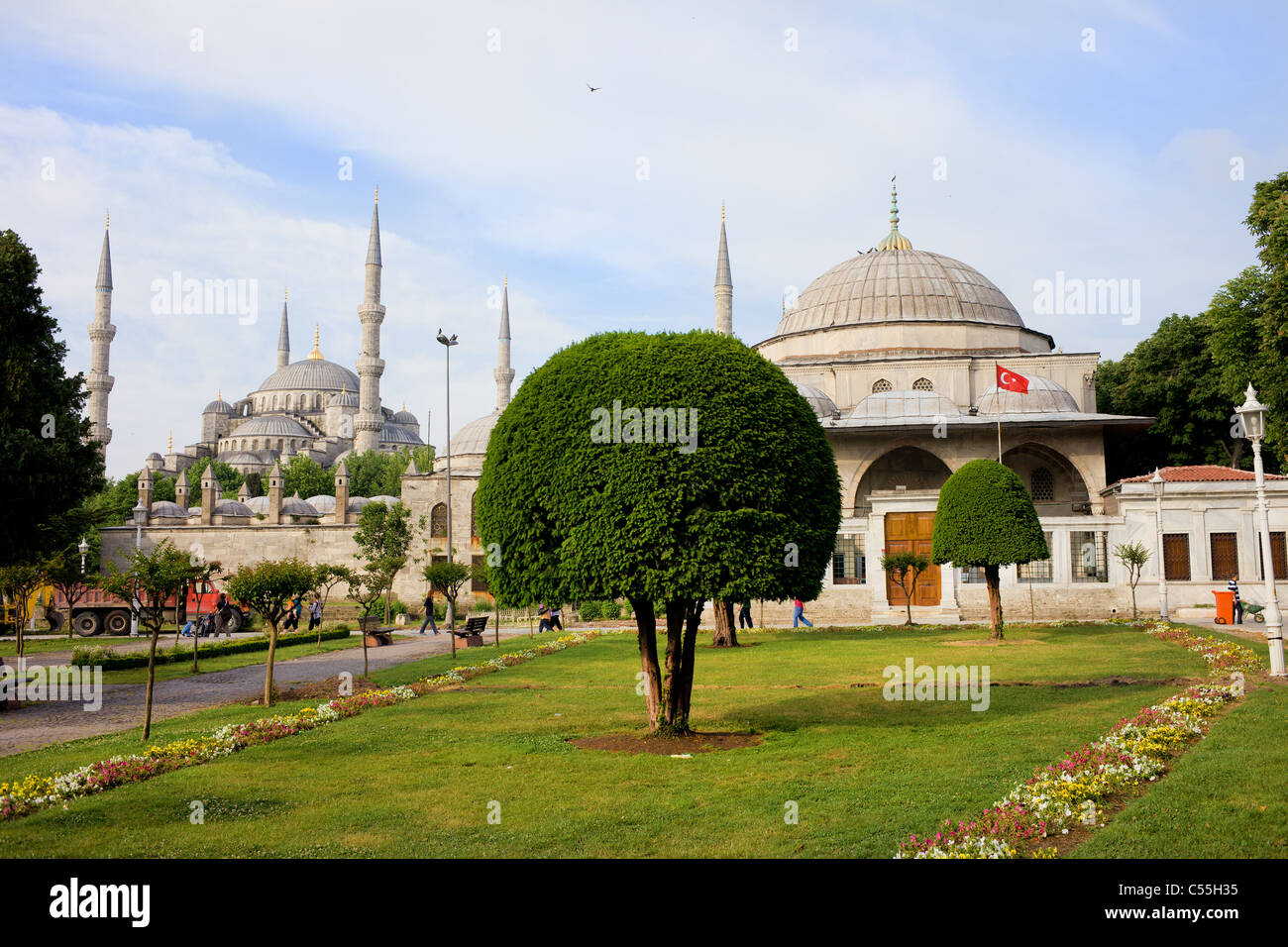 Sultanahmet historical district scenery on the left Blue Mosque ...