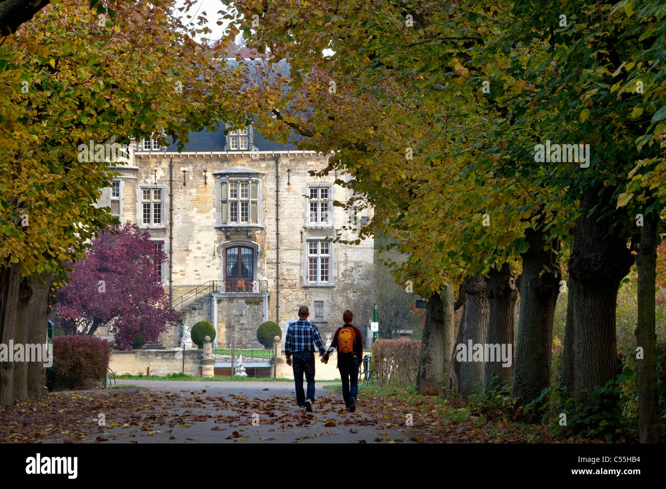 The Netherlands, Valkenburg, Estate and castle called Schaloen. Couple ...
