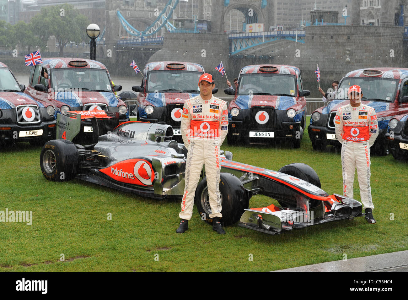 JENSON BUTTON & LEWIS HAMILTON VODAFONE MCLAREN MERCEDES PHOTO CALL ...