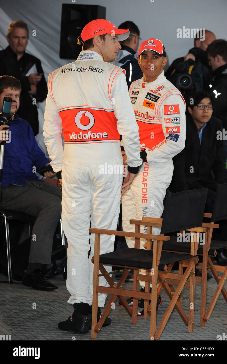 JENSON BUTTON & LEWIS HAMILTON VODAFONE MCLAREN MERCEDES PHOTO CALL ...