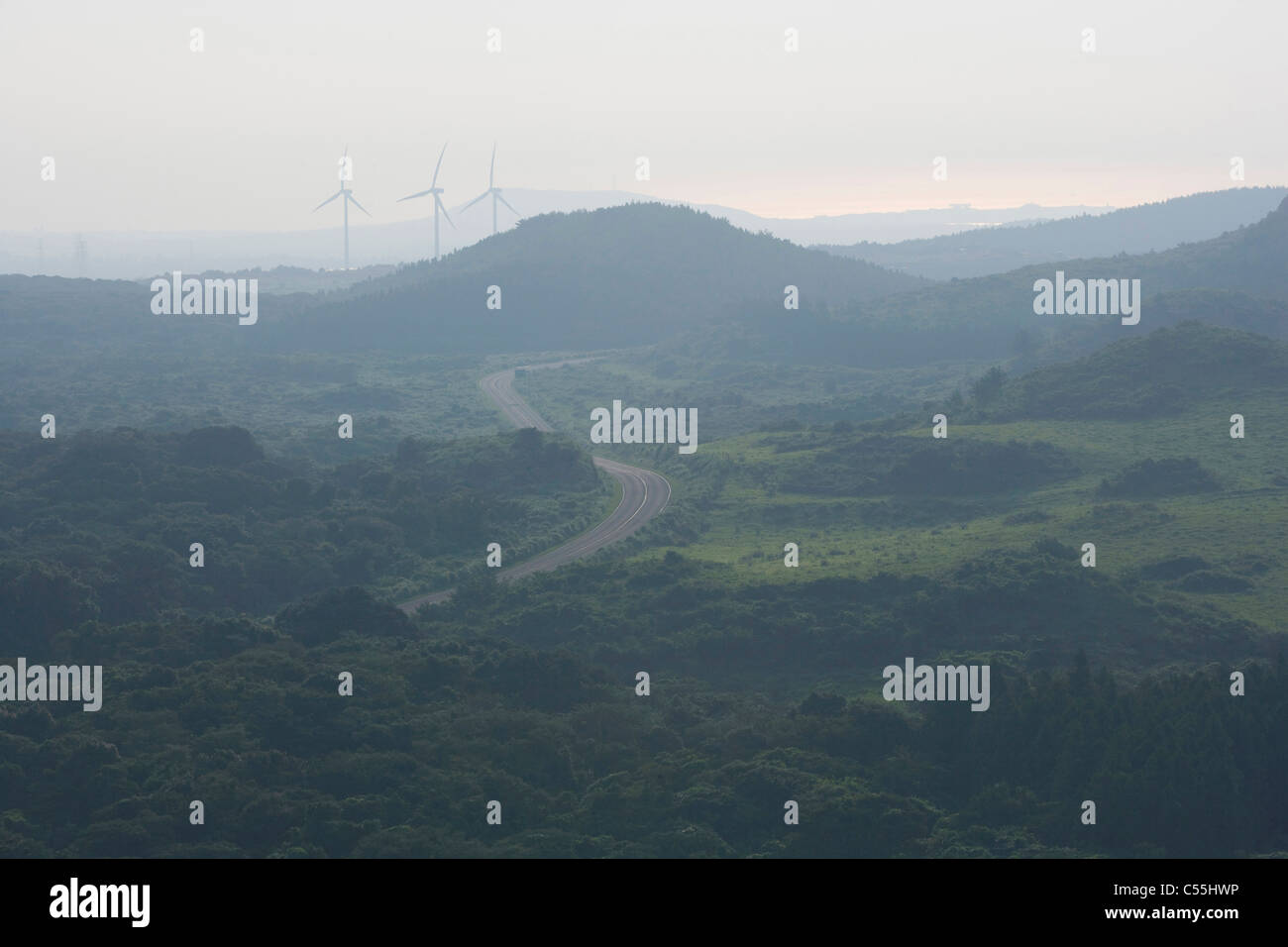 traffic road and windmill Stock Photo - Alamy