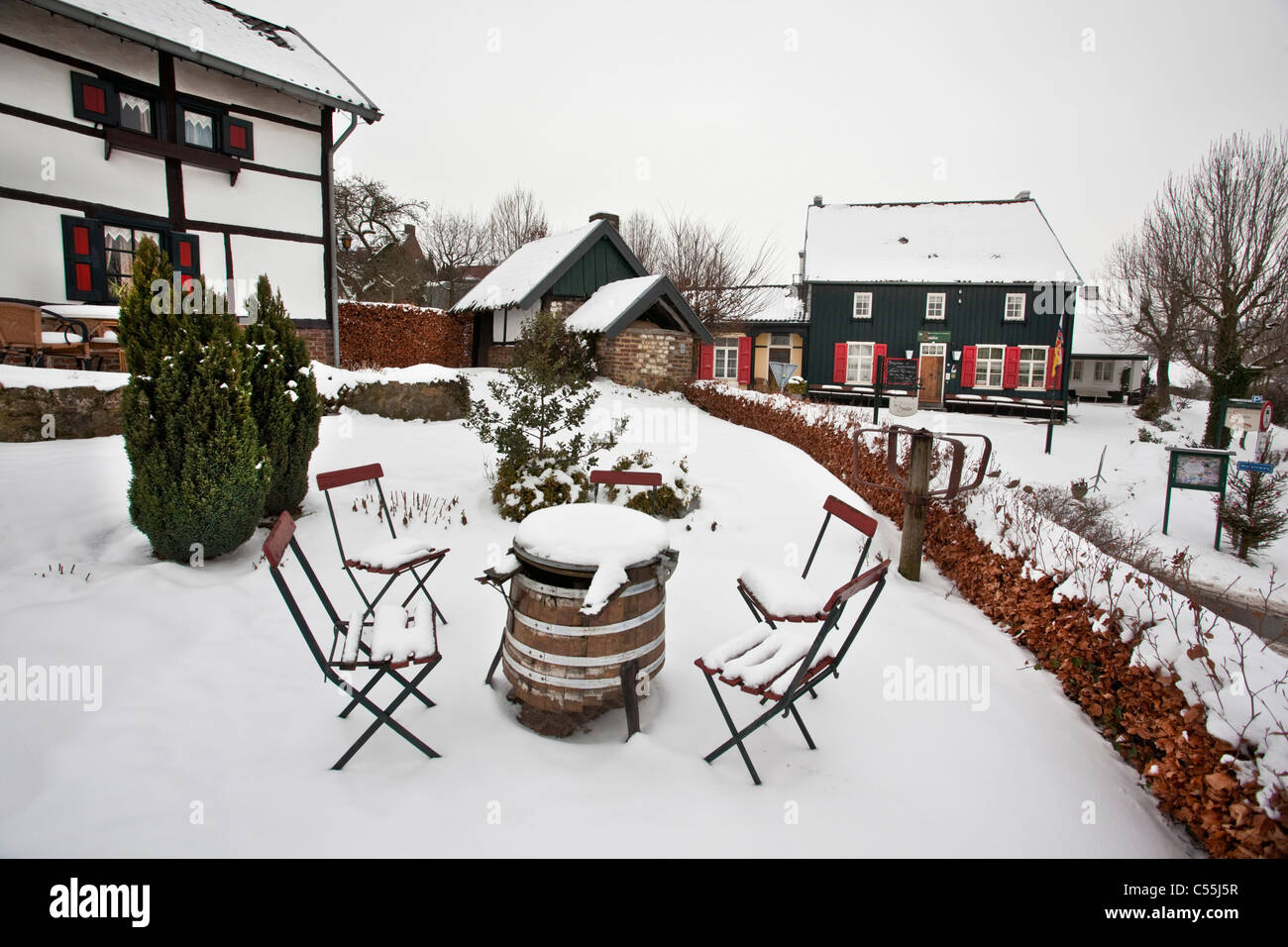 The Netherlands, Epen, Frame houses. Winter, snow Stock Photo - Alamy