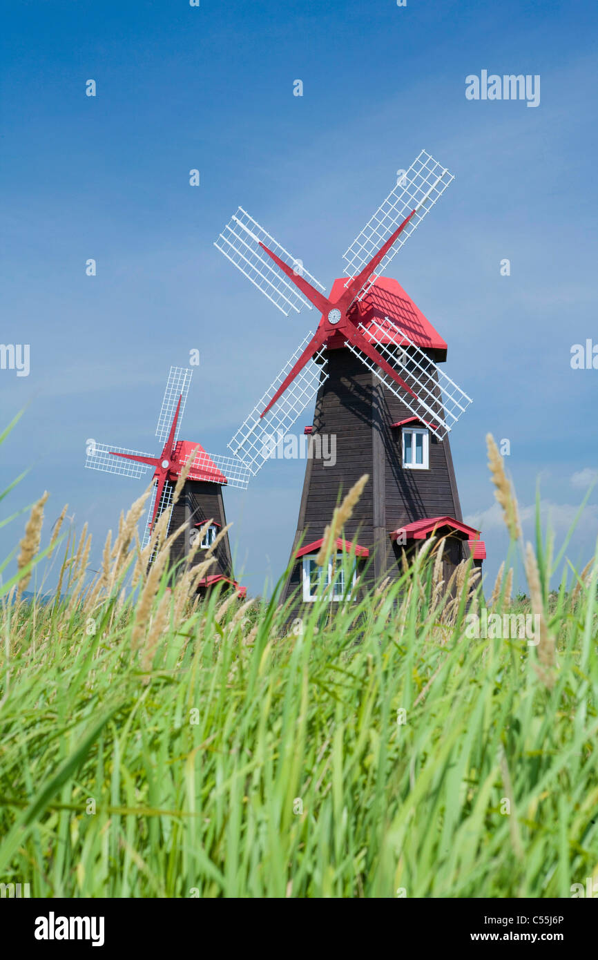 windmills in the field Stock Photo - Alamy