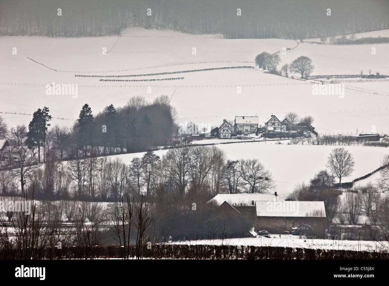 The Netherlands, Epen, frame houses. Winter, snow Stock Photo - Alamy