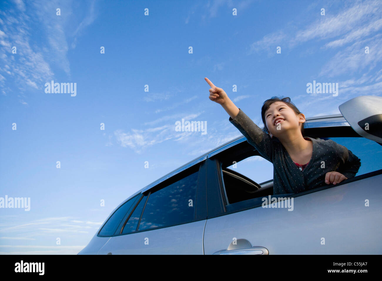 girl look from inside car Stock Photo - Alamy
