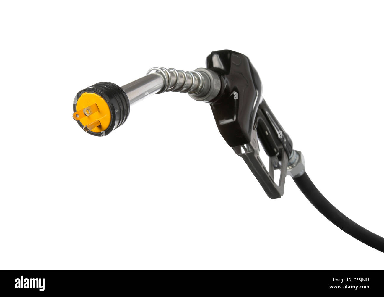 Gas pump nozzle with electric connector on the end cutout Stock Photo ...