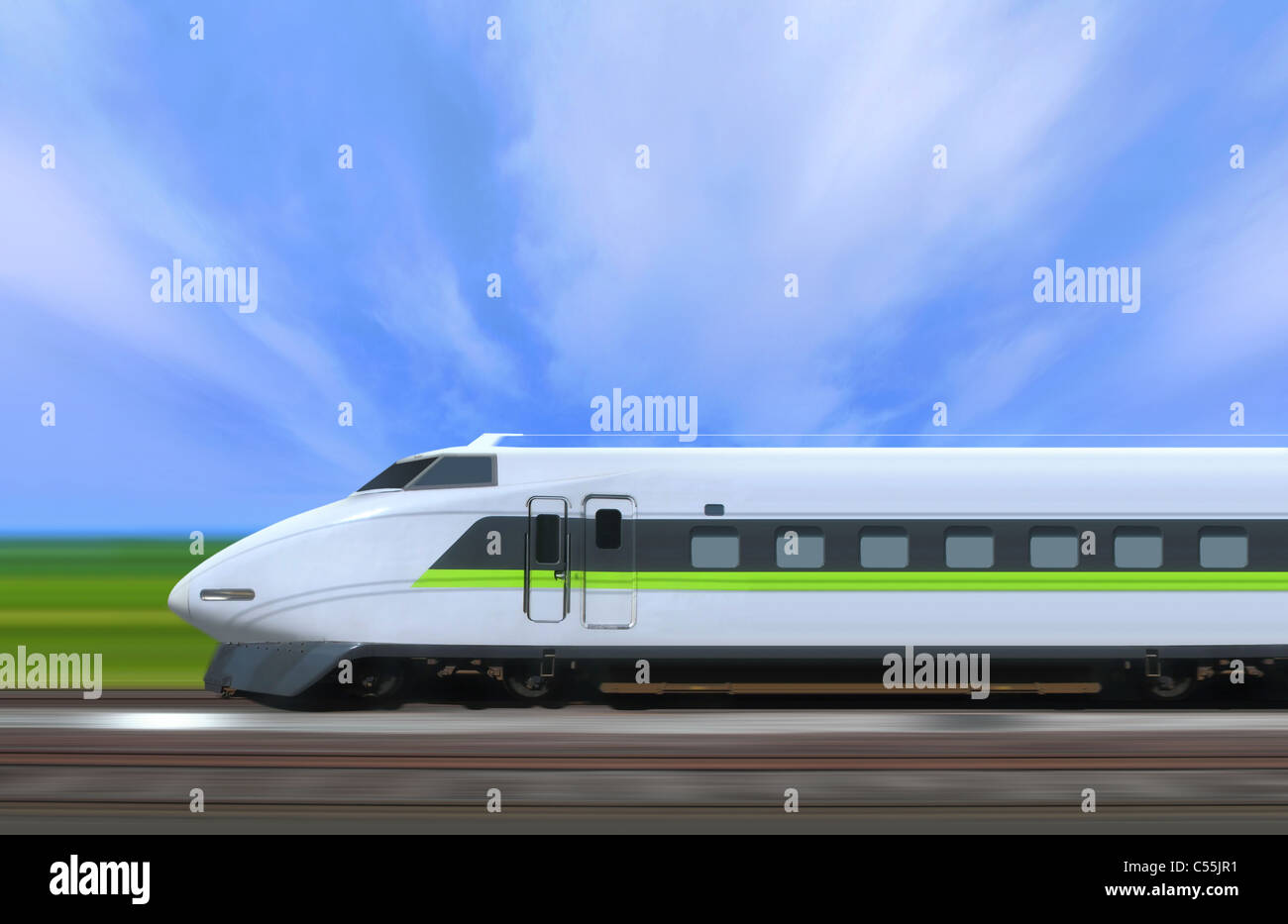 High-speed train with motion blur in the country Stock Photo - Alamy