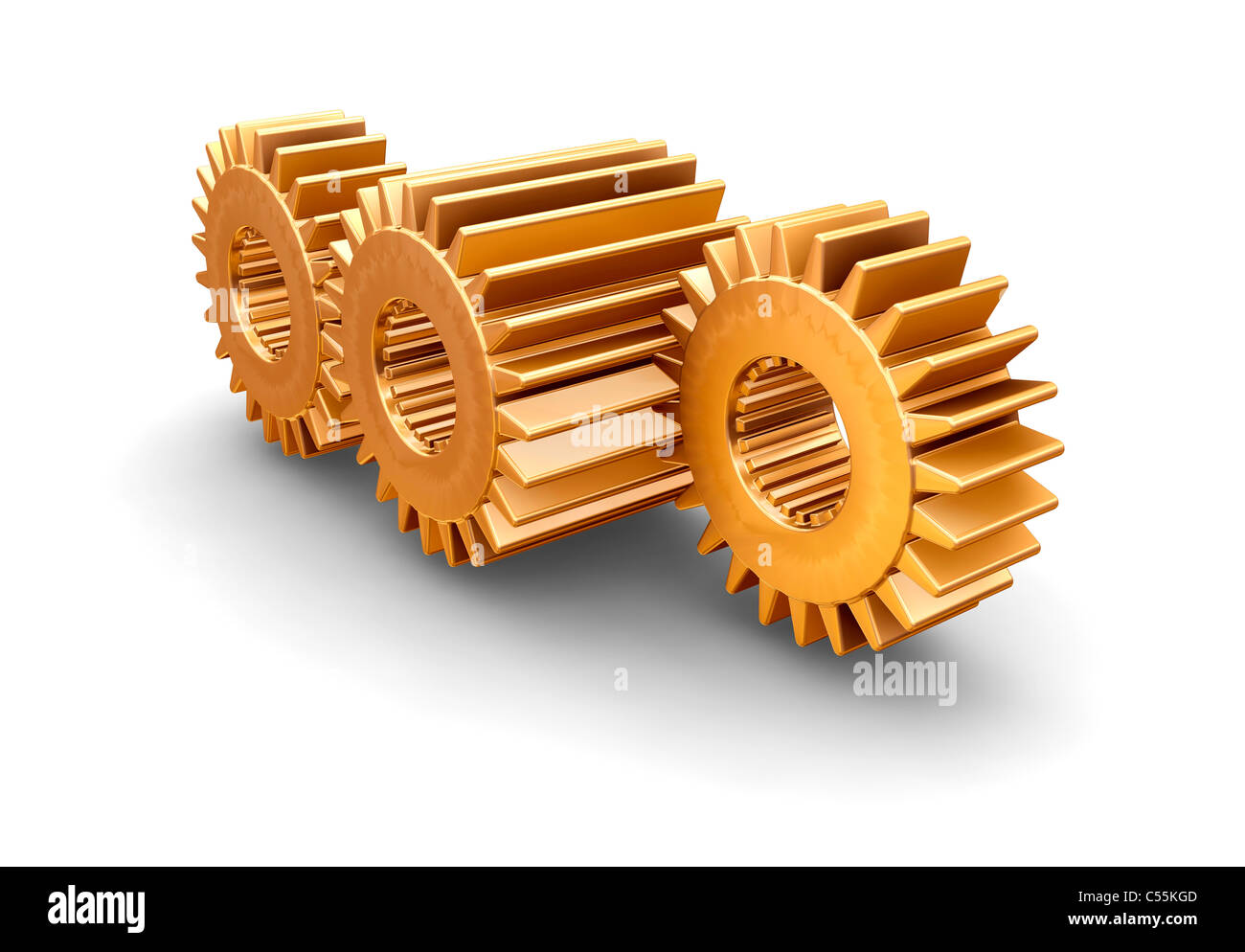 3D render of interlocking gears Stock Photo - Alamy