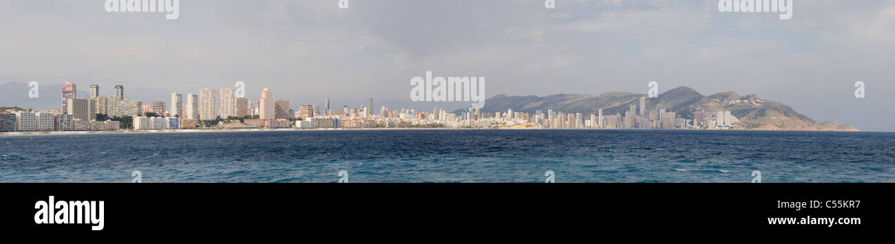 Panorama of Benidorm, in the backgrond Sierra Helada mountain Stock ...