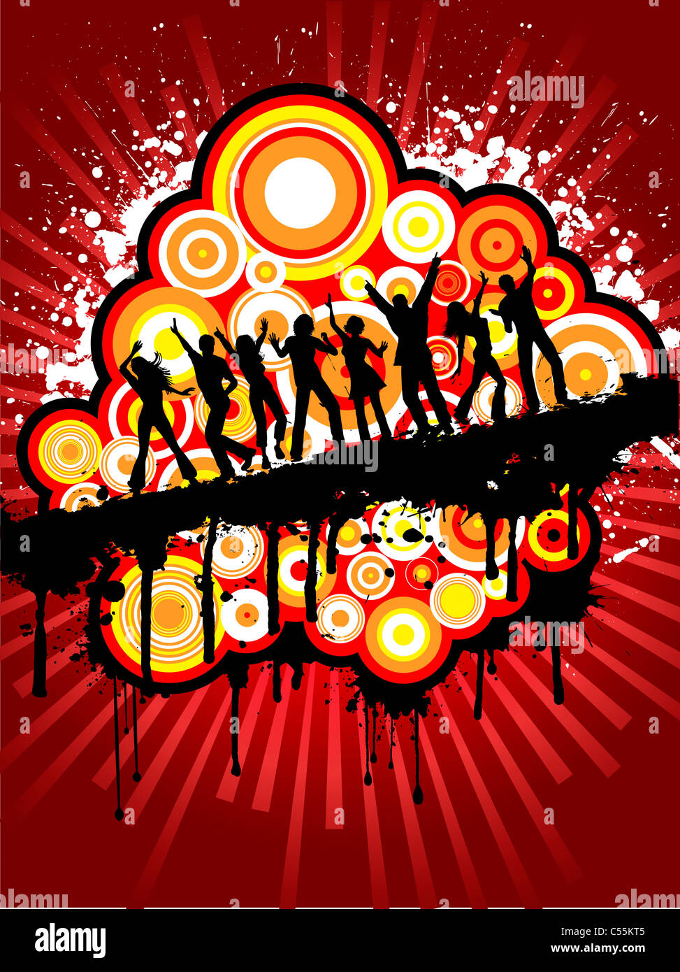 Silhouettes of people dancing on grunge background Stock Photo - Alamy