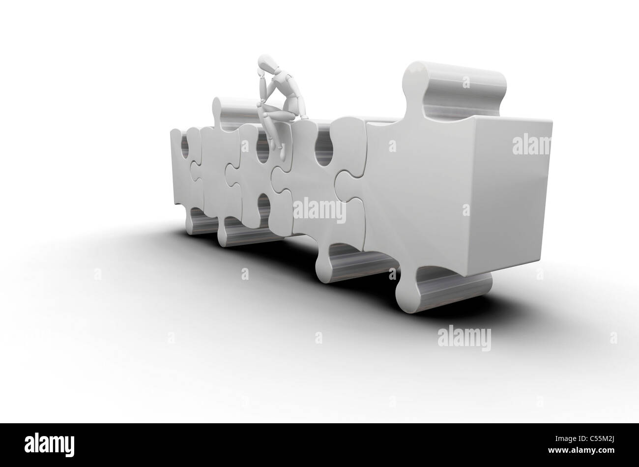 3D render of man on jigsaw pieces Stock Photo - Alamy
