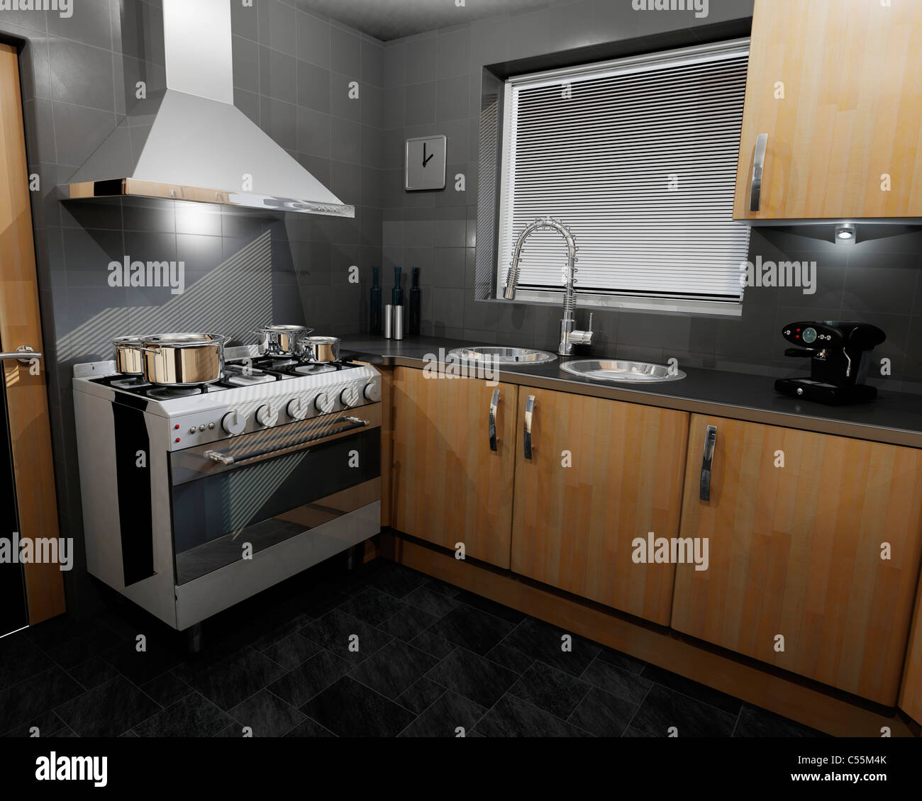 3D render of a contemporary kitchen Stock Photo - Alamy