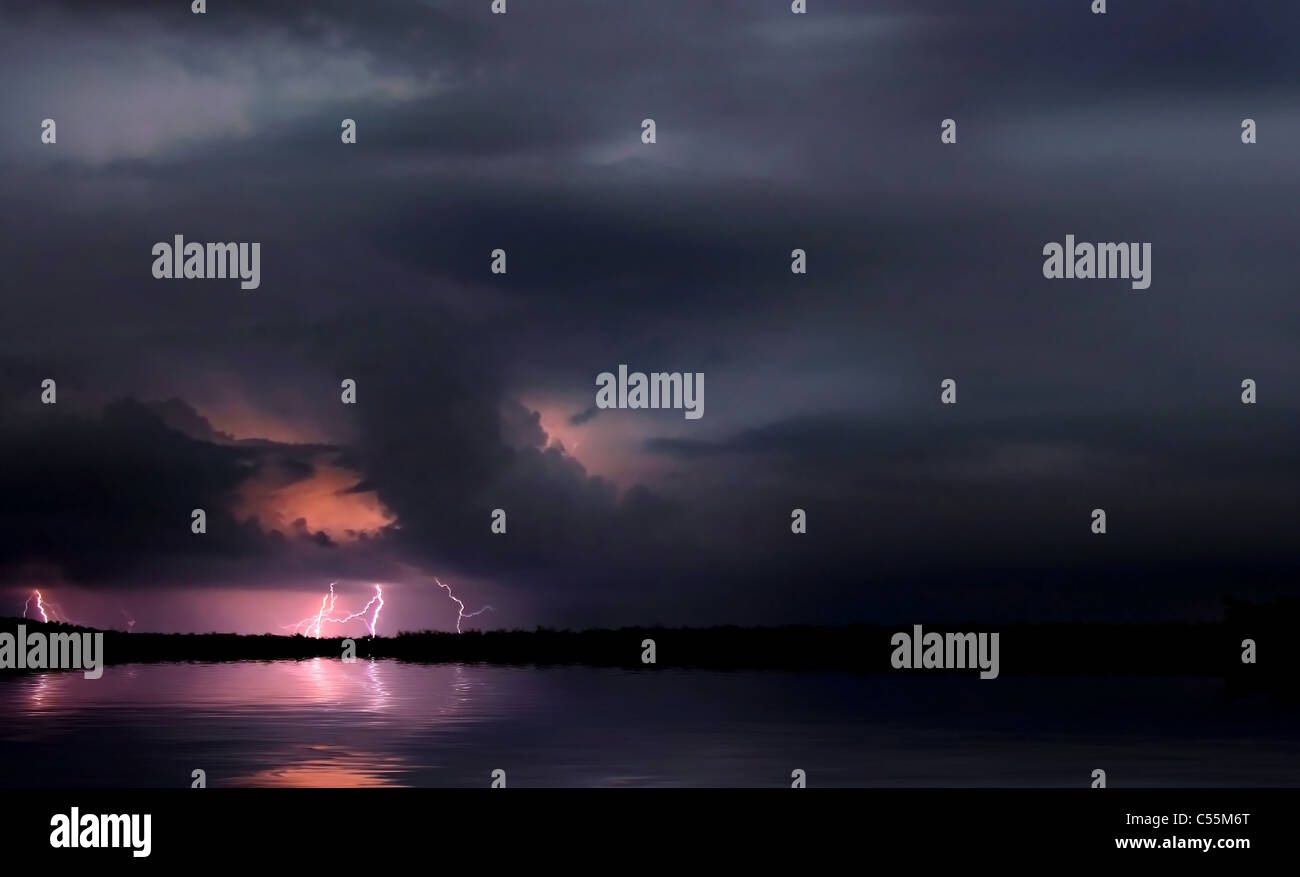Lightning and storm. Night scene. Africa Stock Photo - Alamy