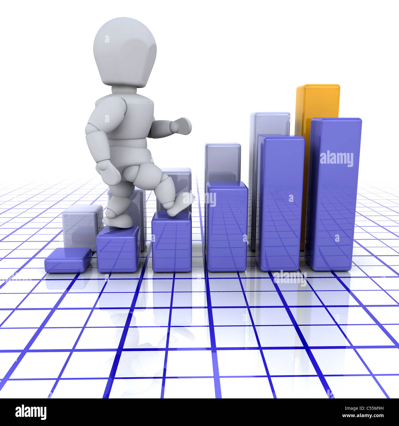 Man climbing bar chart hi-res stock photography and images - Alamy
