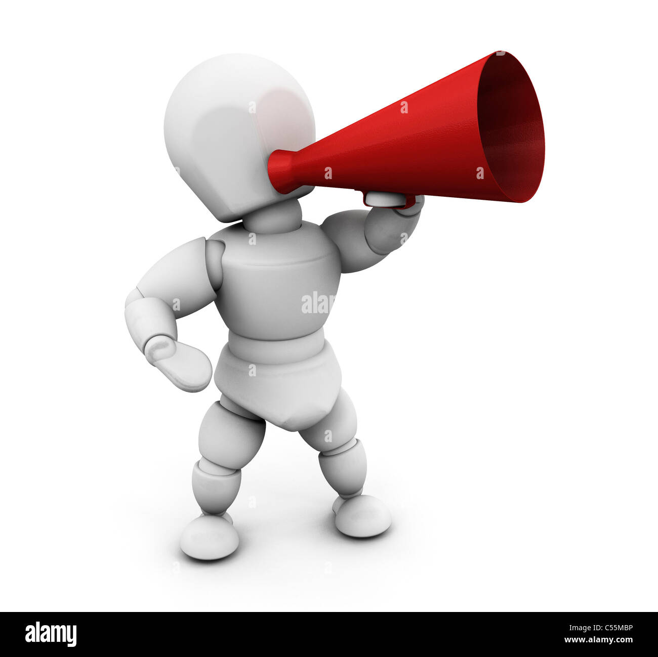 3D render of someone shouting in a megaphone Stock Photo - Alamy