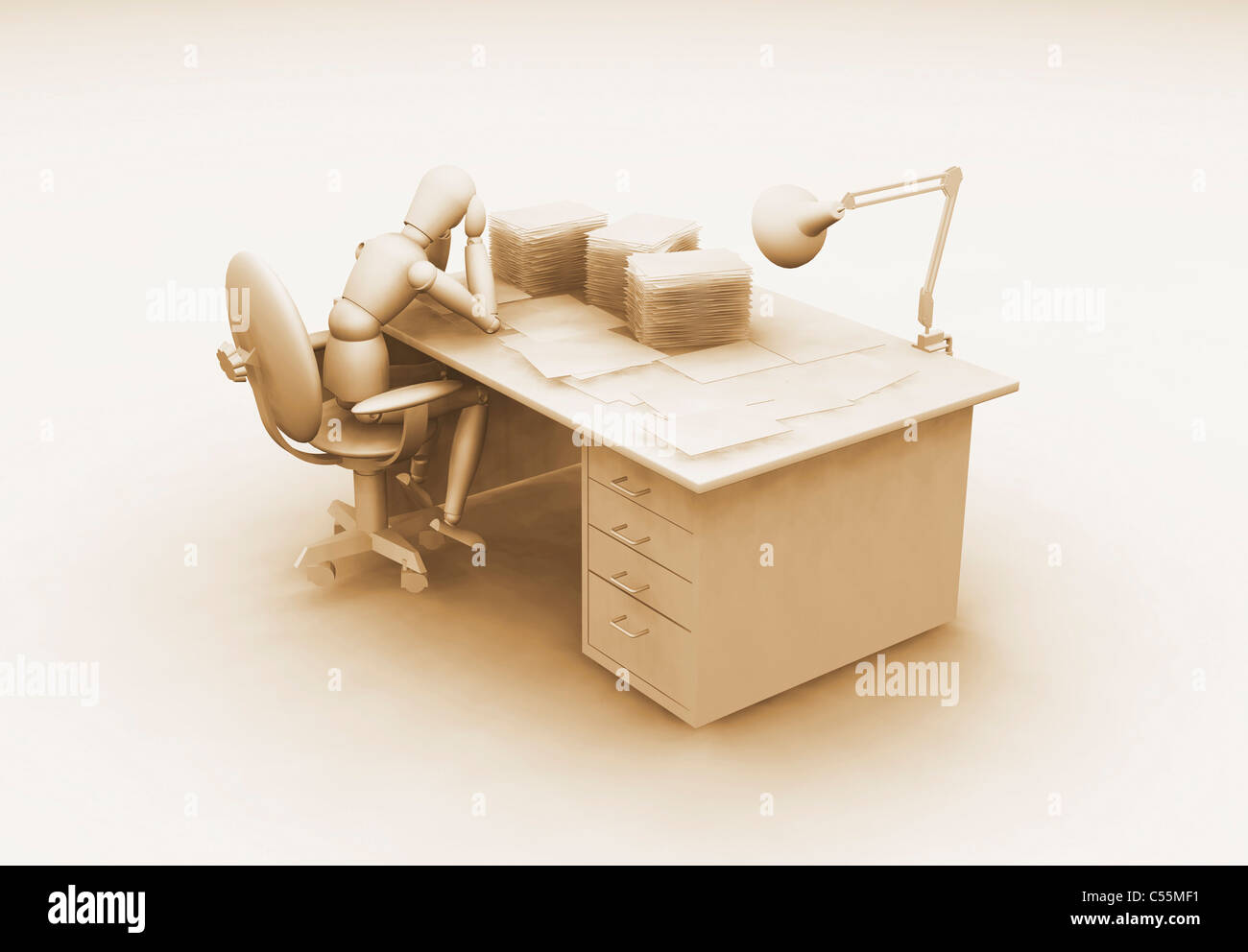 3D render of an over worked person Stock Photo - Alamy