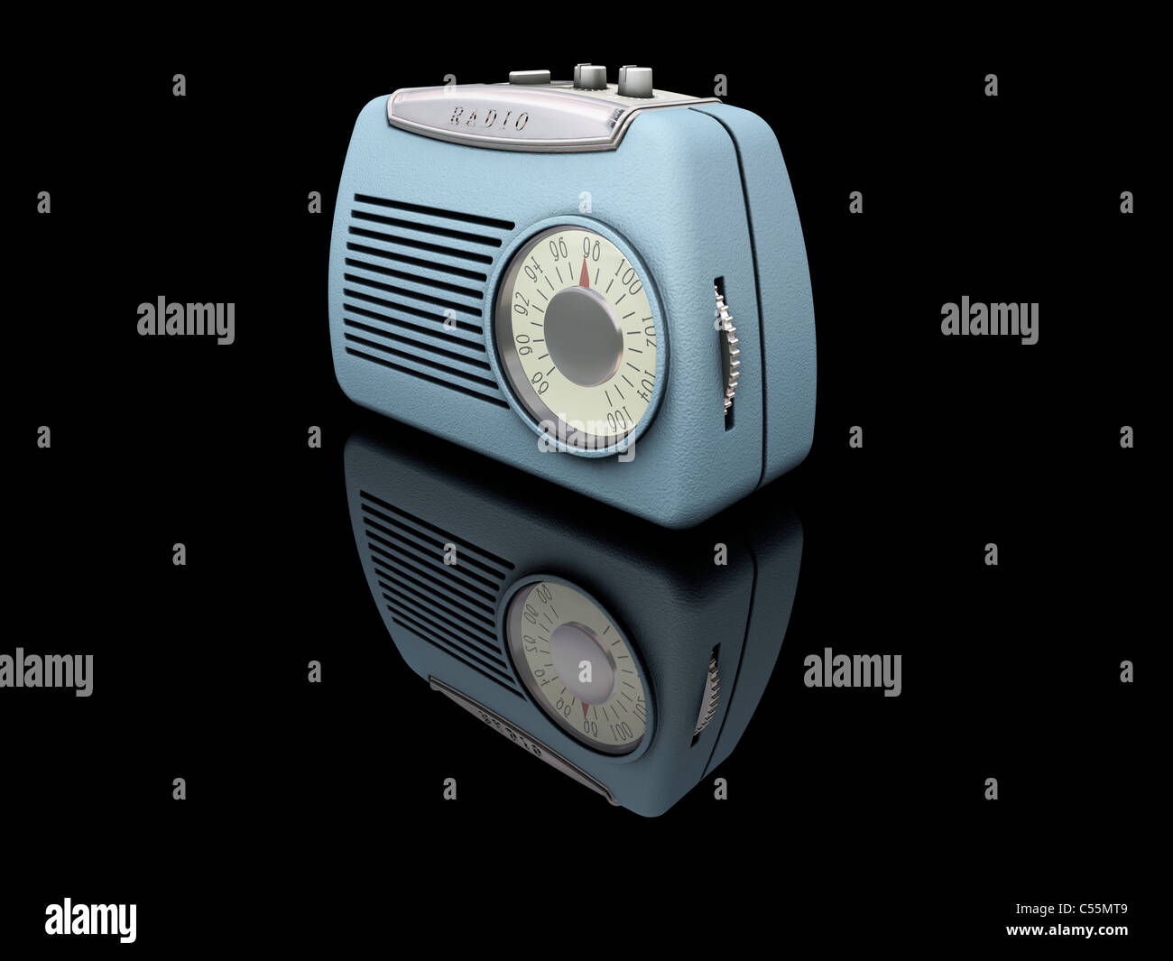 3D render of a retro radio on a black background Stock Photo - Alamy