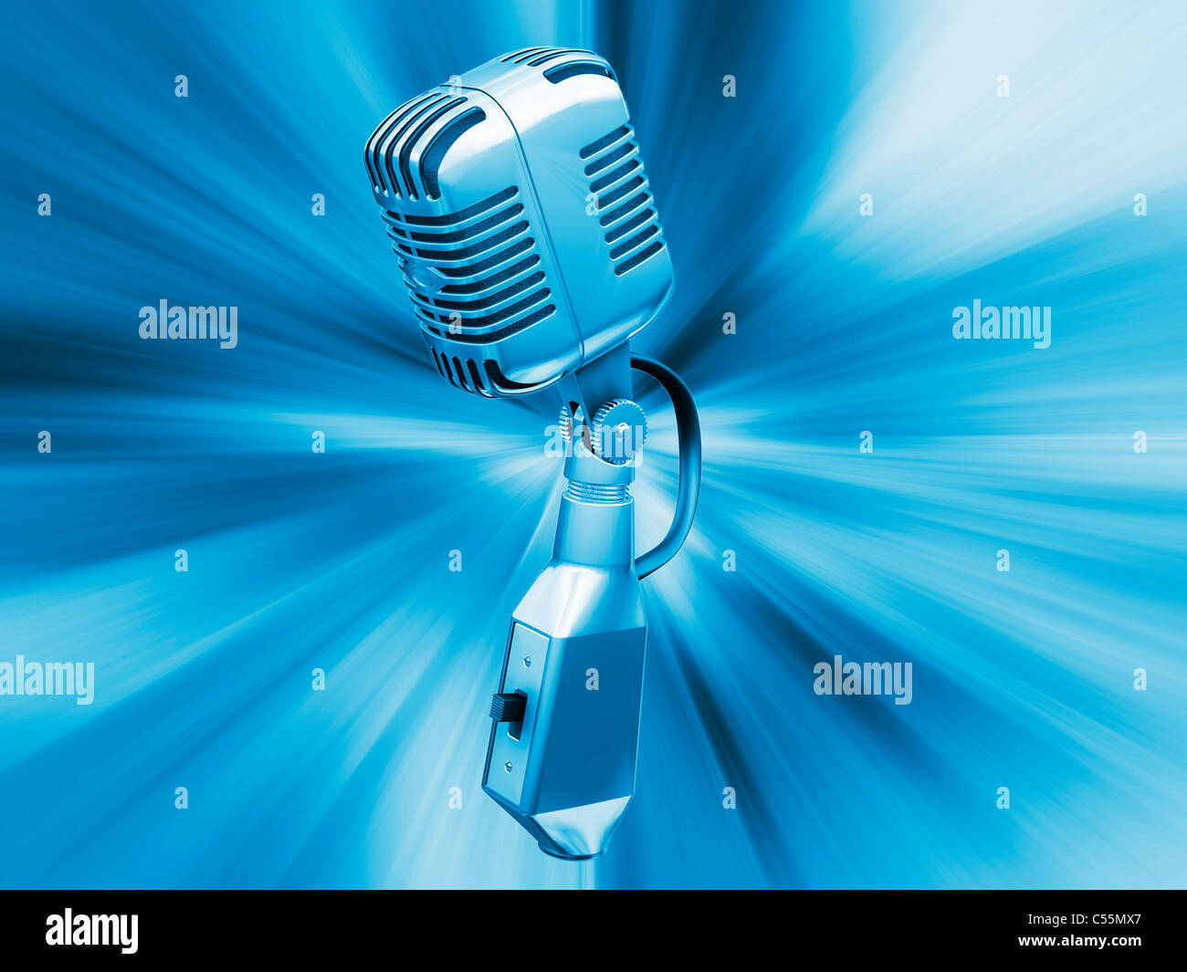 Retro microphone on abstract background Stock Photo - Alamy