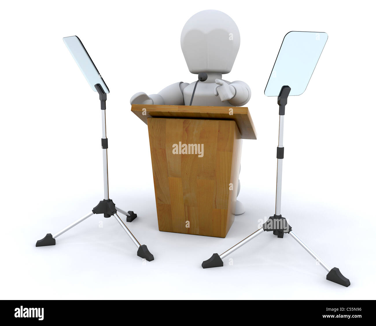 3D render of lecturn and microphone and teleprompter Stock Photo - Alamy