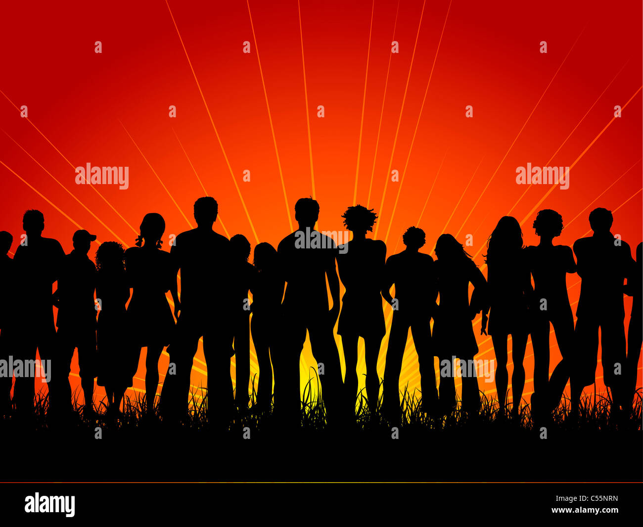 Huge crowd of people at sunset Stock Photo - Alamy