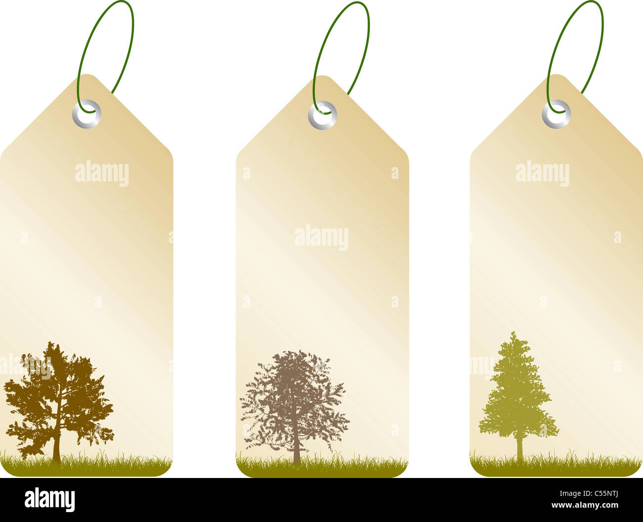 Tags with tree silhouettes Stock Photo - Alamy