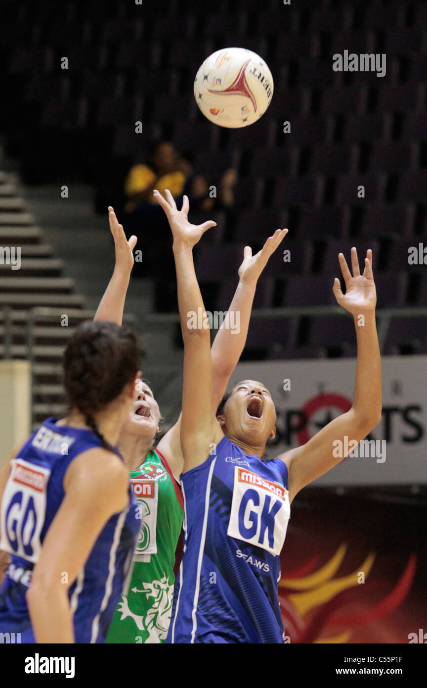 08.07.2011 Chelsea Lewis of Wales(green) and Monique Vaai battle for ...