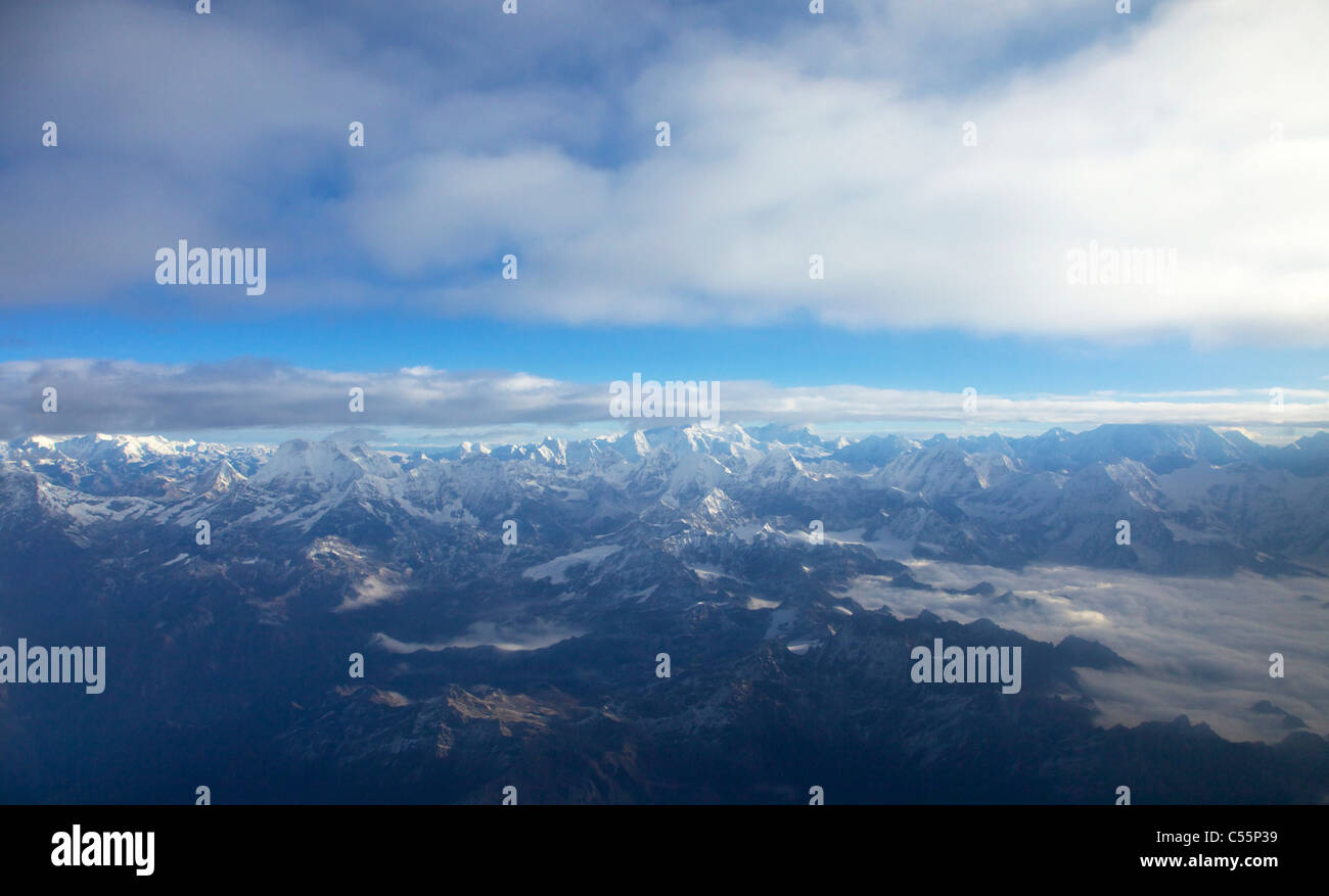 Aerial view of Himalayan mountains at east of Kathmandu, Nepal Stock ...