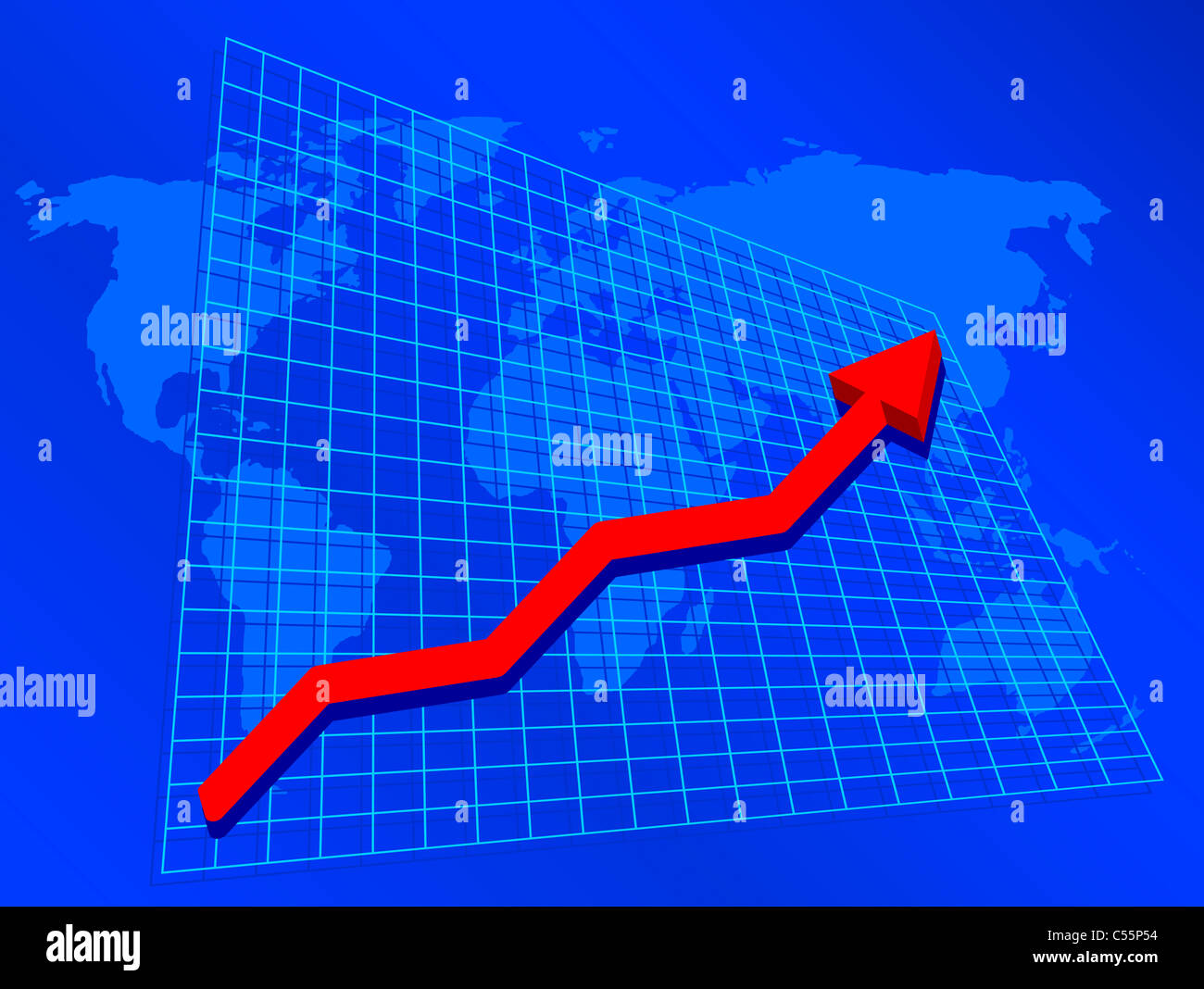 Background showing graph with rising profits on world map Stock Photo ...