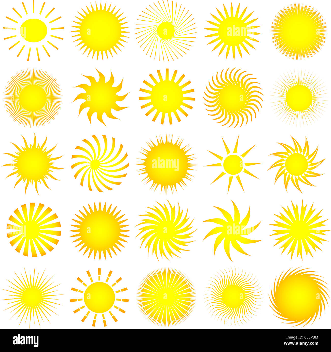 Lots of different sun icons Stock Photo - Alamy