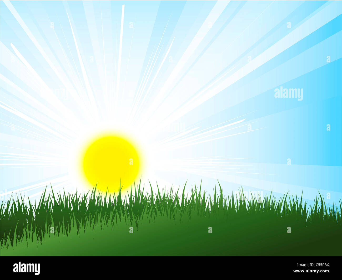 Sun rising over green grass hi-res stock photography and images - Alamy