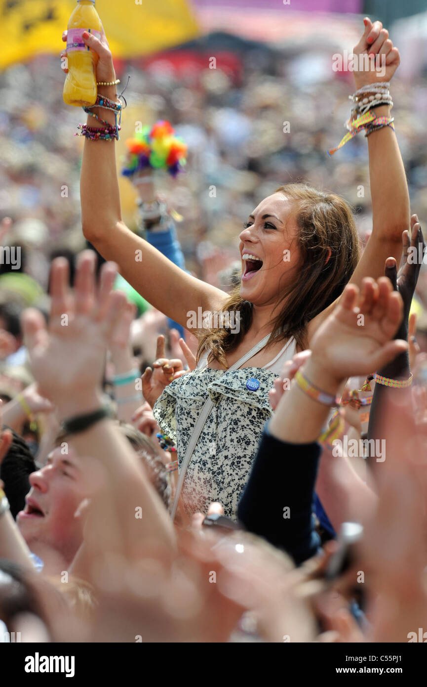 A fan of the singer Jessie J enjoys her performance on the Other Stage ...