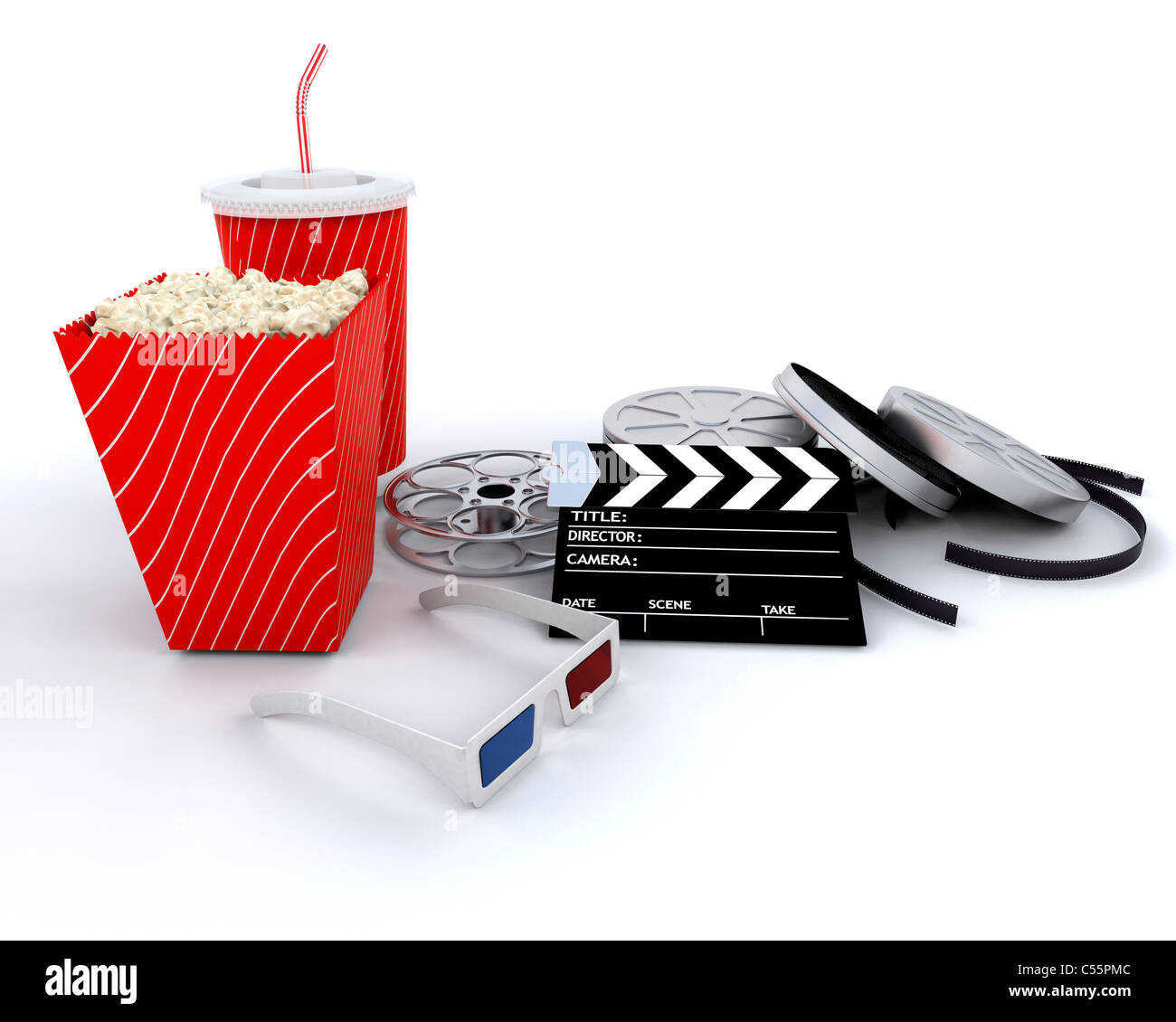 3D Cinema related equipment isolated over white Stock Photo - Alamy