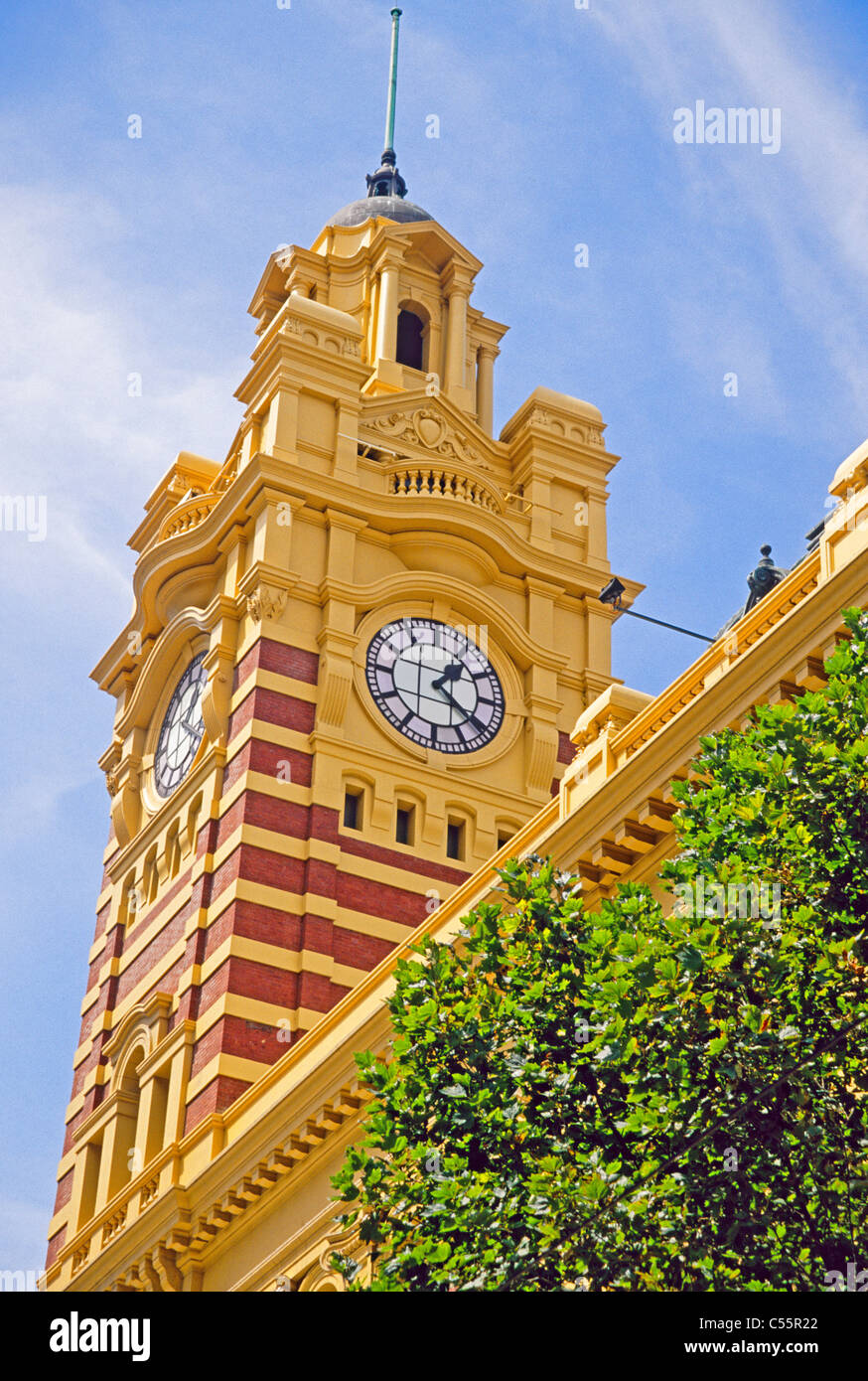 Clock Tower of Flinders Street Railway Station in Melbourne Stock Photo ...