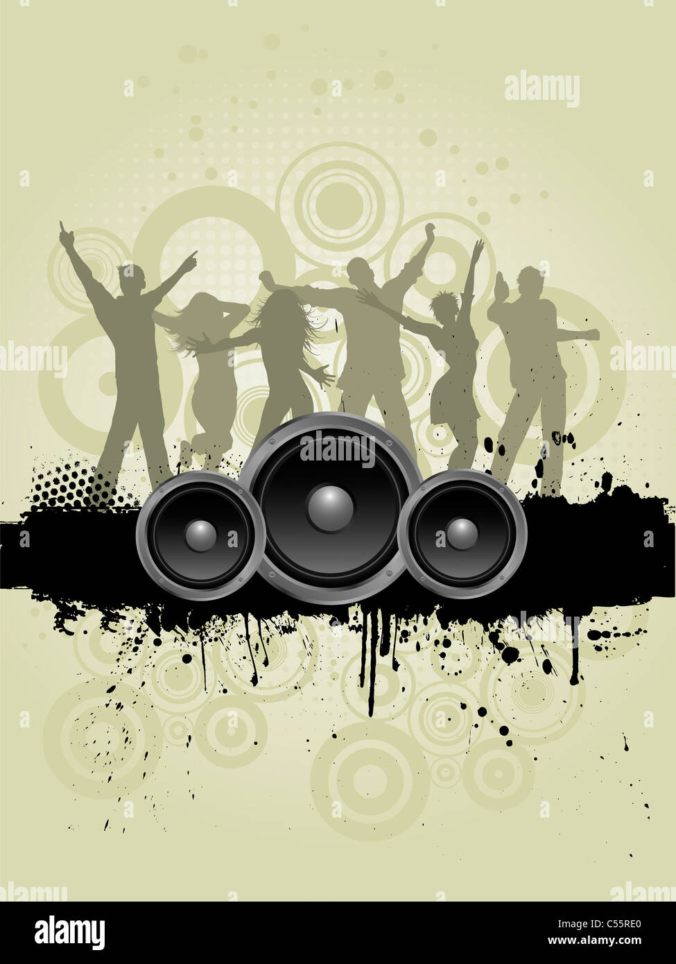 Silhouettes of people dancing on grunge background Stock Photo - Alamy