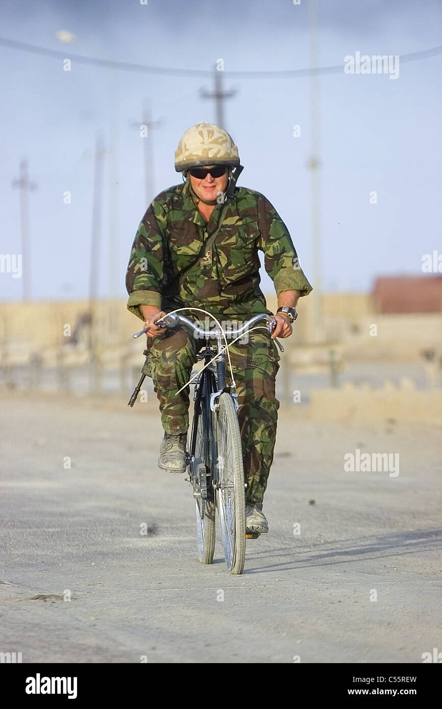 British soldier on a bike in Basra, Southern Iraq Stock Photo - Alamy