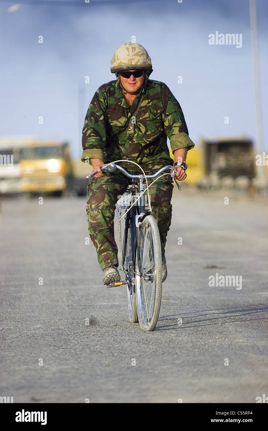 British soldier on a bike in Basra, Southern Iraq Stock Photo - Alamy